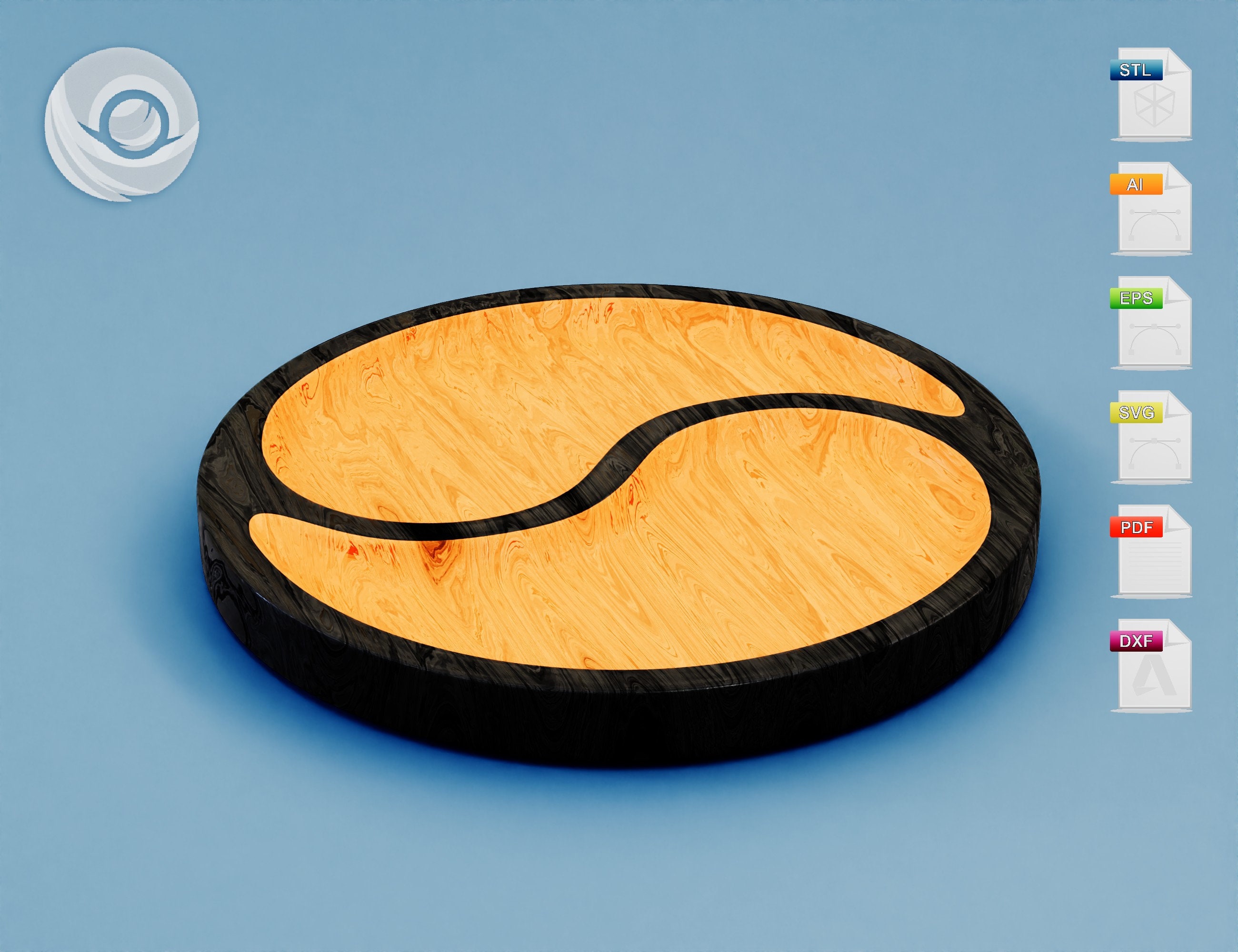 Yin Yang Wooden Bowl for Cnc Router, Serving Plate STL, DXF, SVG Files ...