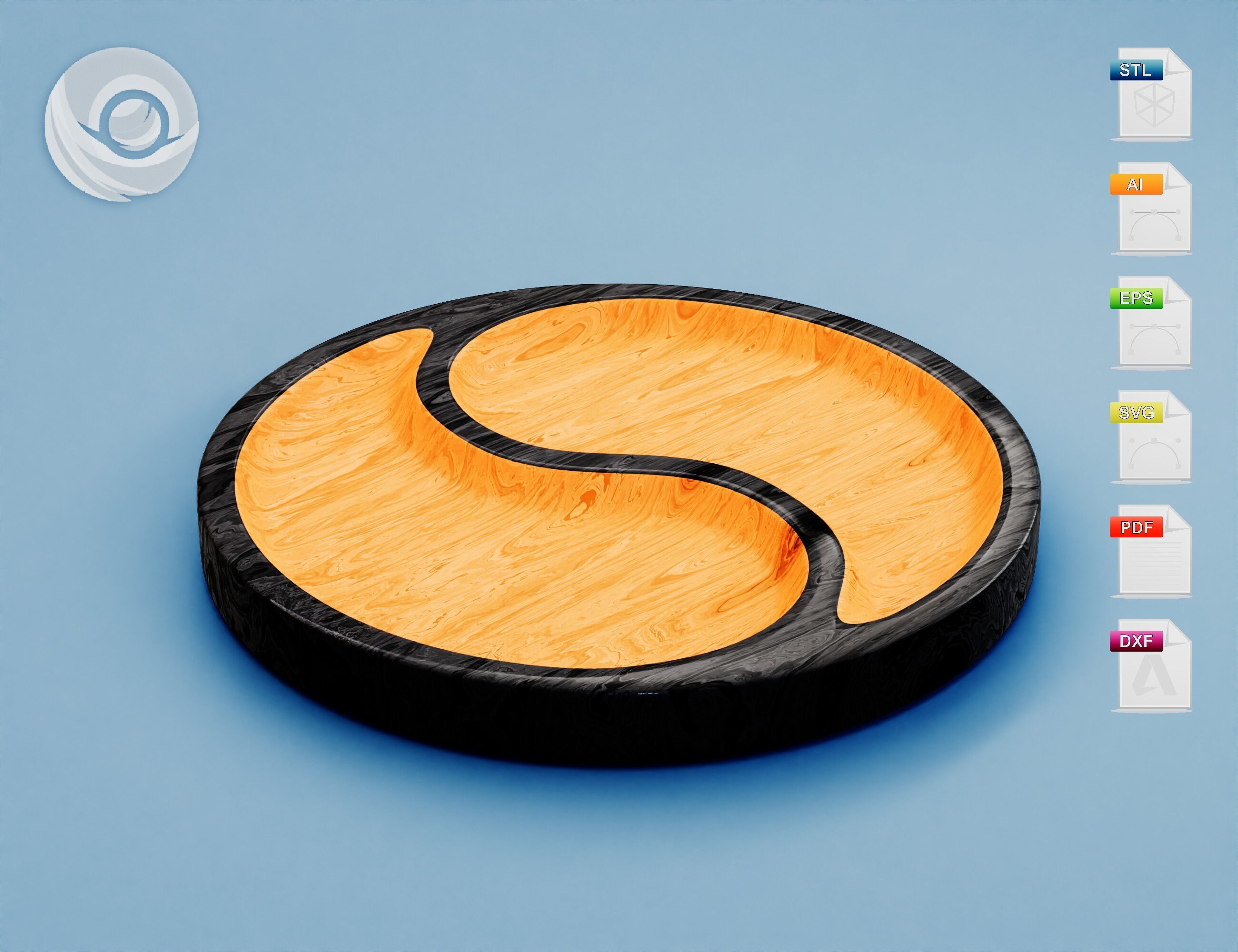 Yin Yang Wooden Bowl for Cnc Router, Serving Plate - STL, DXF, SVG ...