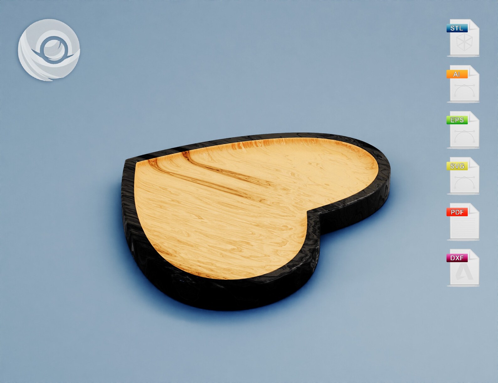 STL, DXF, SVG Files Heart Tray for Cnc Router, Salad Platter, Serving ...