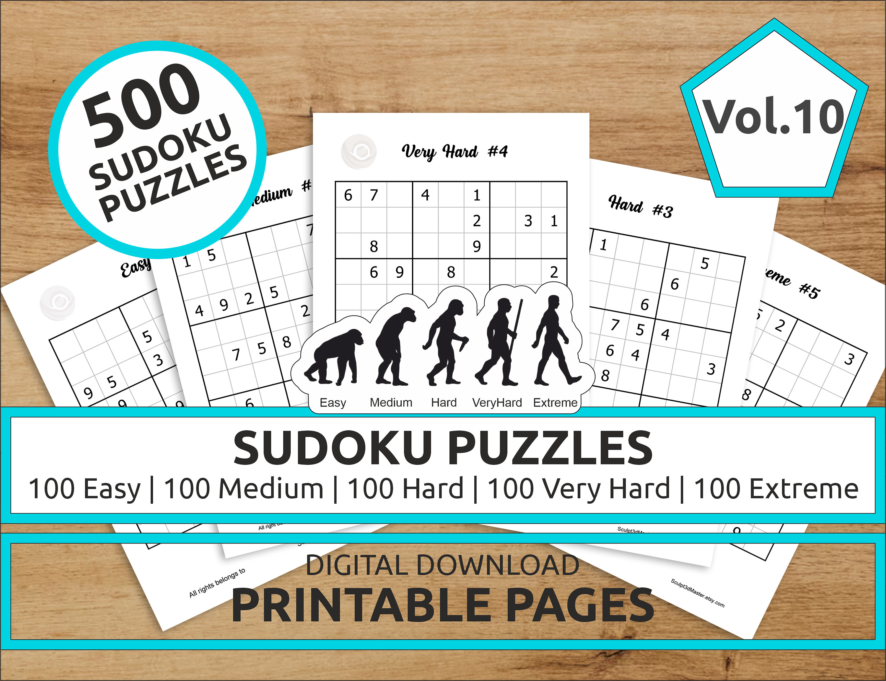 Sudoku Puzzles Volume 10 100 Easy 100 Medium 100 Hard 100 Very Hard 100 ...