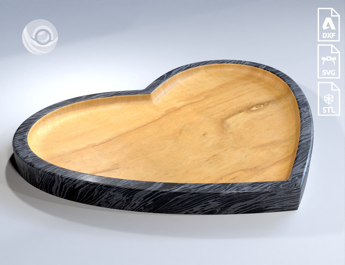 STL DXF SVG Files Heart Tray for Cnc Router Salad Platter - Etsy