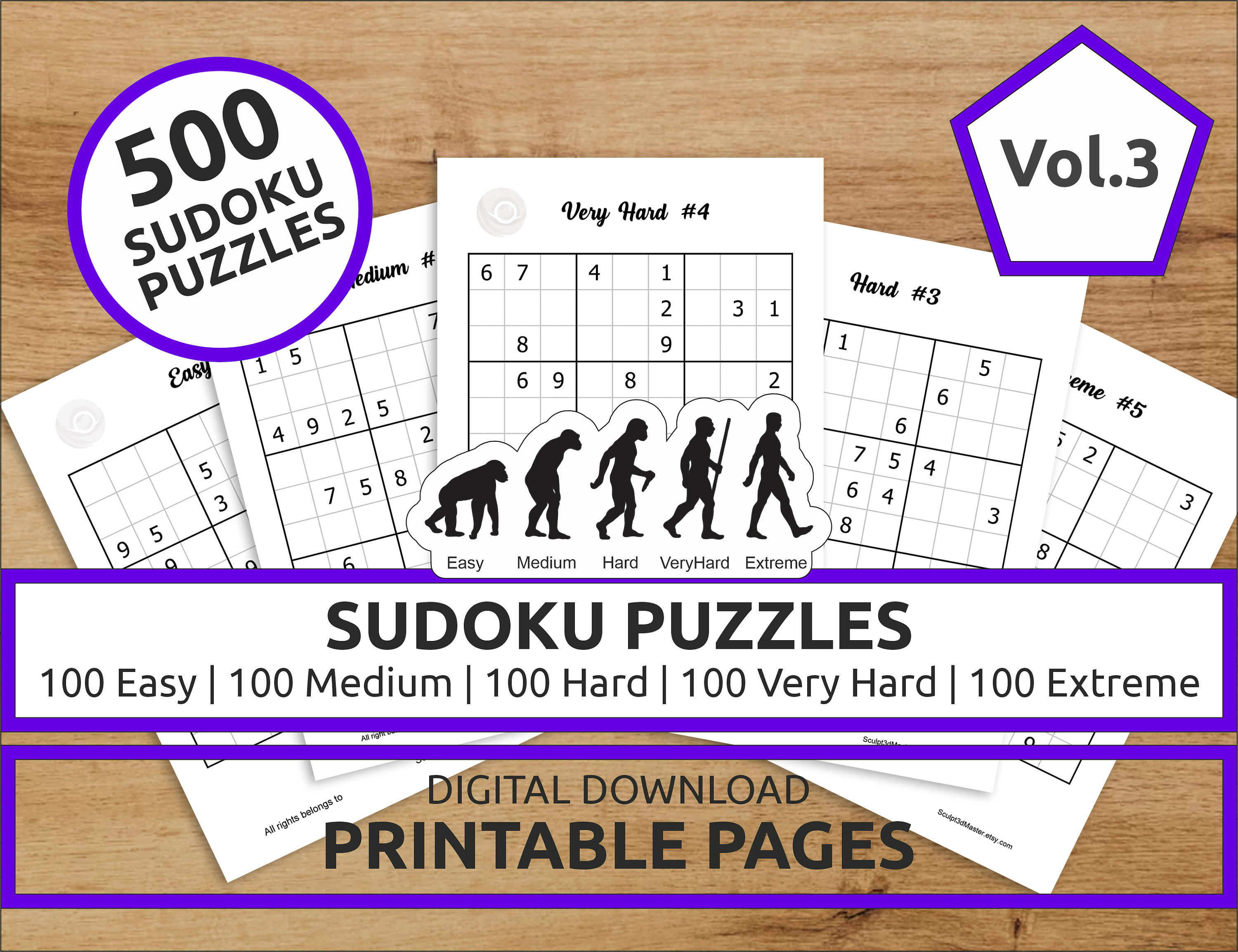 Sudoku Puzzles Volume 3 100 Easy 100 Medium 100 Hard 100 Very Hard 100 ...