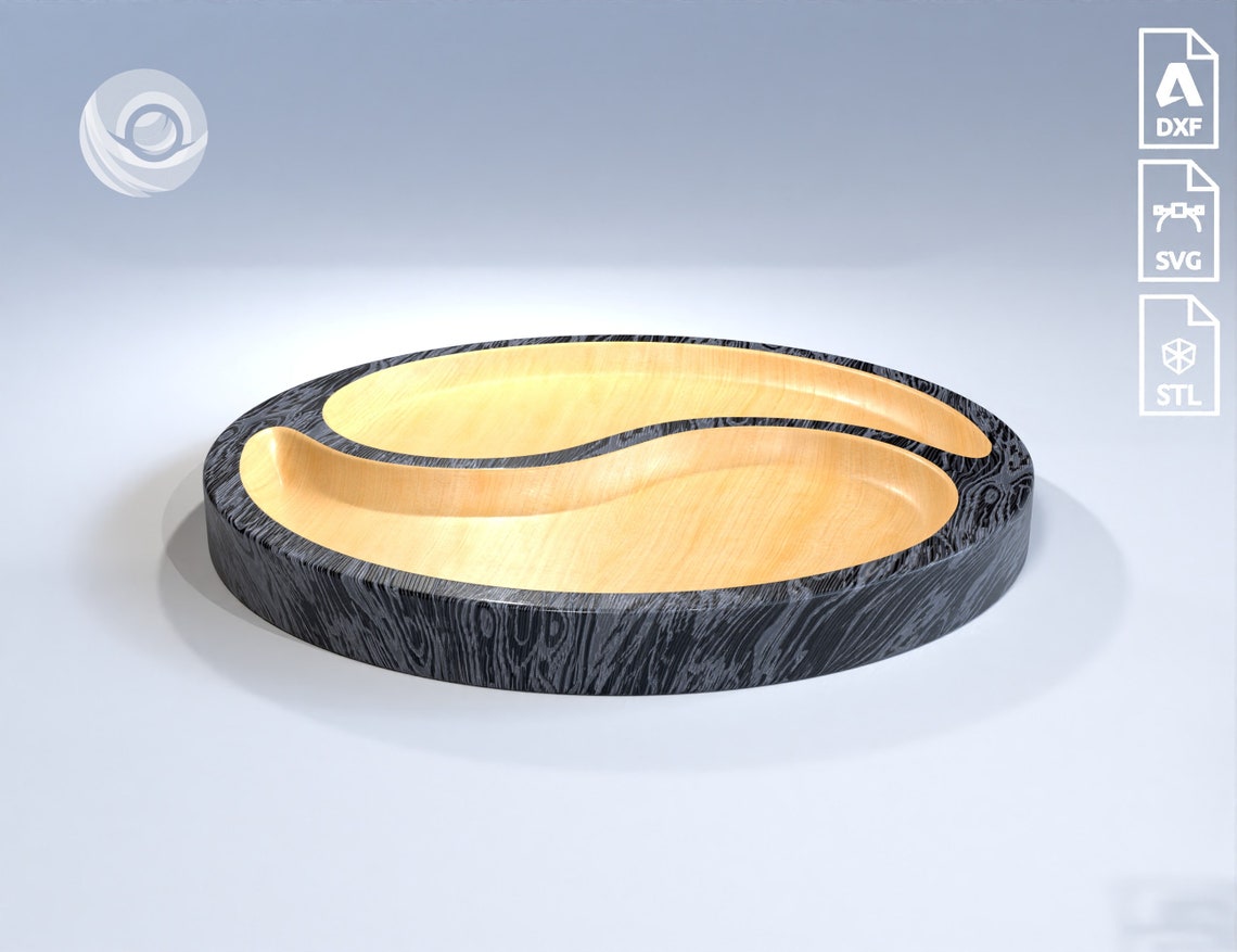 Yin Yang Wooden Bowl for Cnc Router Serving Plate STL DXF - Etsy
