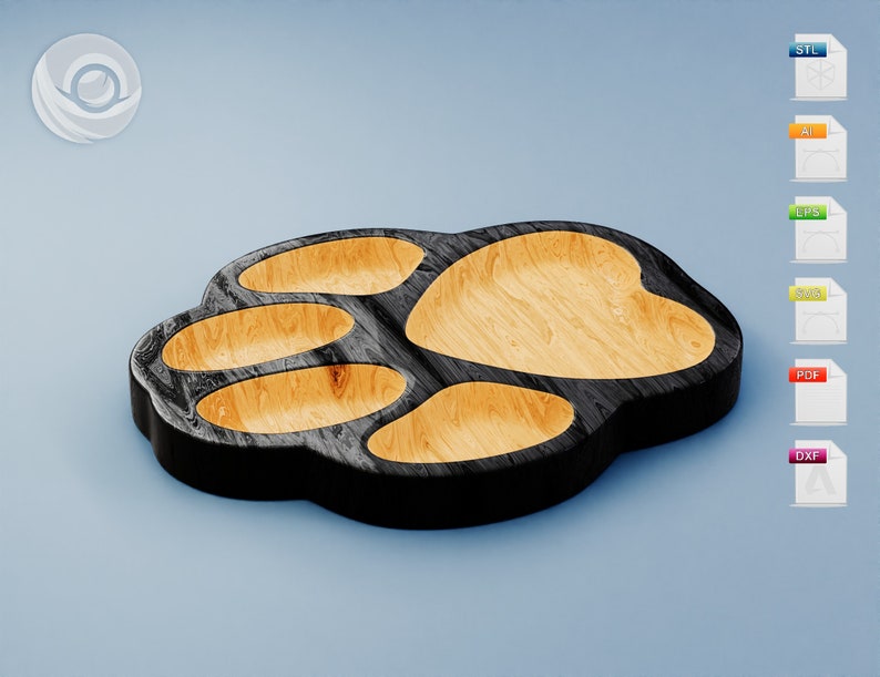 Dog Paw Catch All Tray Cnc Router Files, Wooden Tray, Serving Platter ...