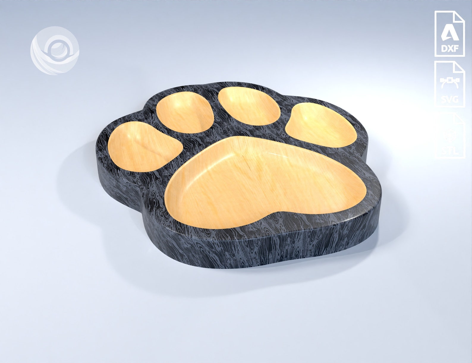 Dog Paw Catch All Tray Cnc Router Files Wooden Tray Serving - Etsy