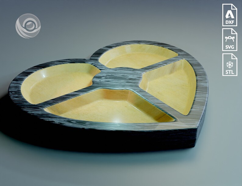 STL DXF SVG Files Heart Tray for Cnc Router Salad Platter | Etsy