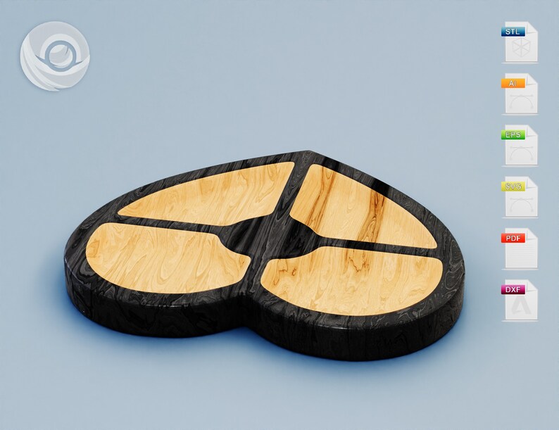 STL, DXF, SVG Files Heart Tray for Cnc Router, Salad Platter, Serving ...