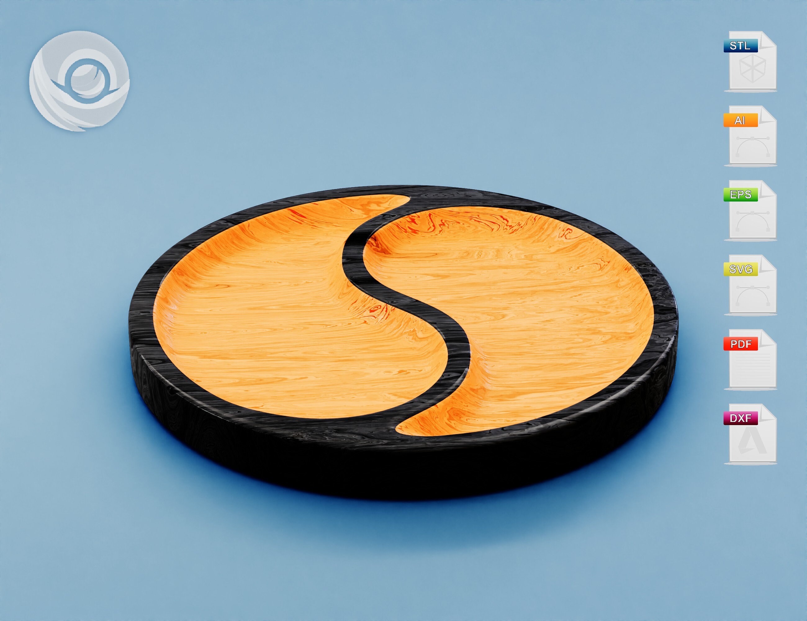 Yin Yang Wooden Bowl for Cnc Router, Serving Plate STL, DXF, SVG Files ...