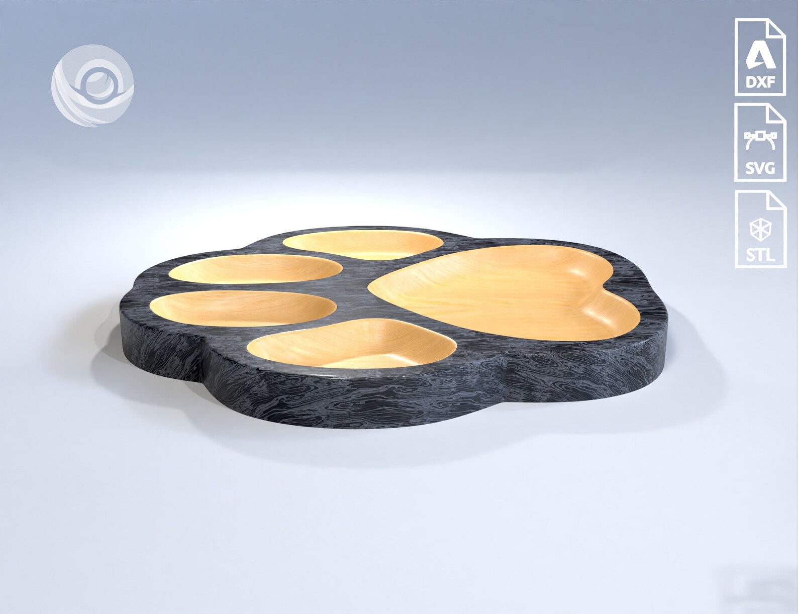 Dog Paw Catch All Tray Cnc Router Files Wooden Tray Serving - Etsy