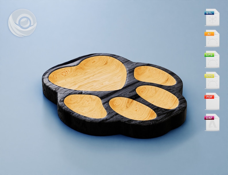 Dog Paw Catch All Tray Cnc Router Files, Wooden Tray, Serving Platter ...