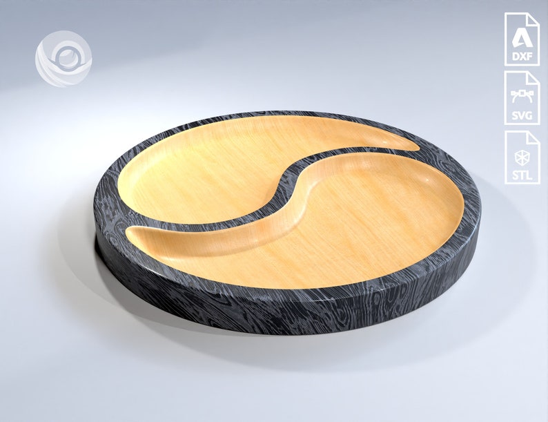 Yin Yang Wooden Bowl for Cnc Router Serving Plate STL DXF - Etsy