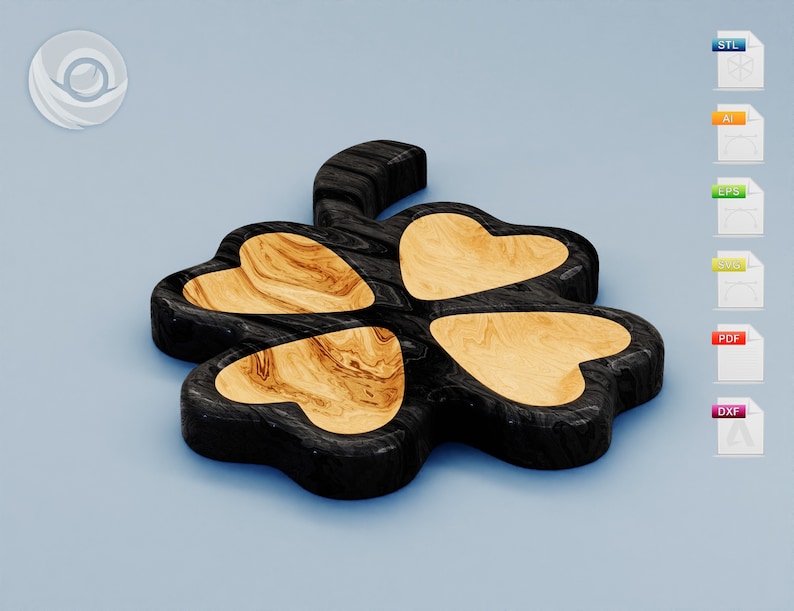 2 Lucky Clover Leaf Catchall Tray CNC Router Files, Appetizer Plate 3d ...