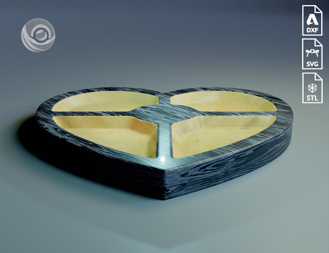 STL DXF SVG Files Heart Tray for Cnc Router Salad Platter | Etsy