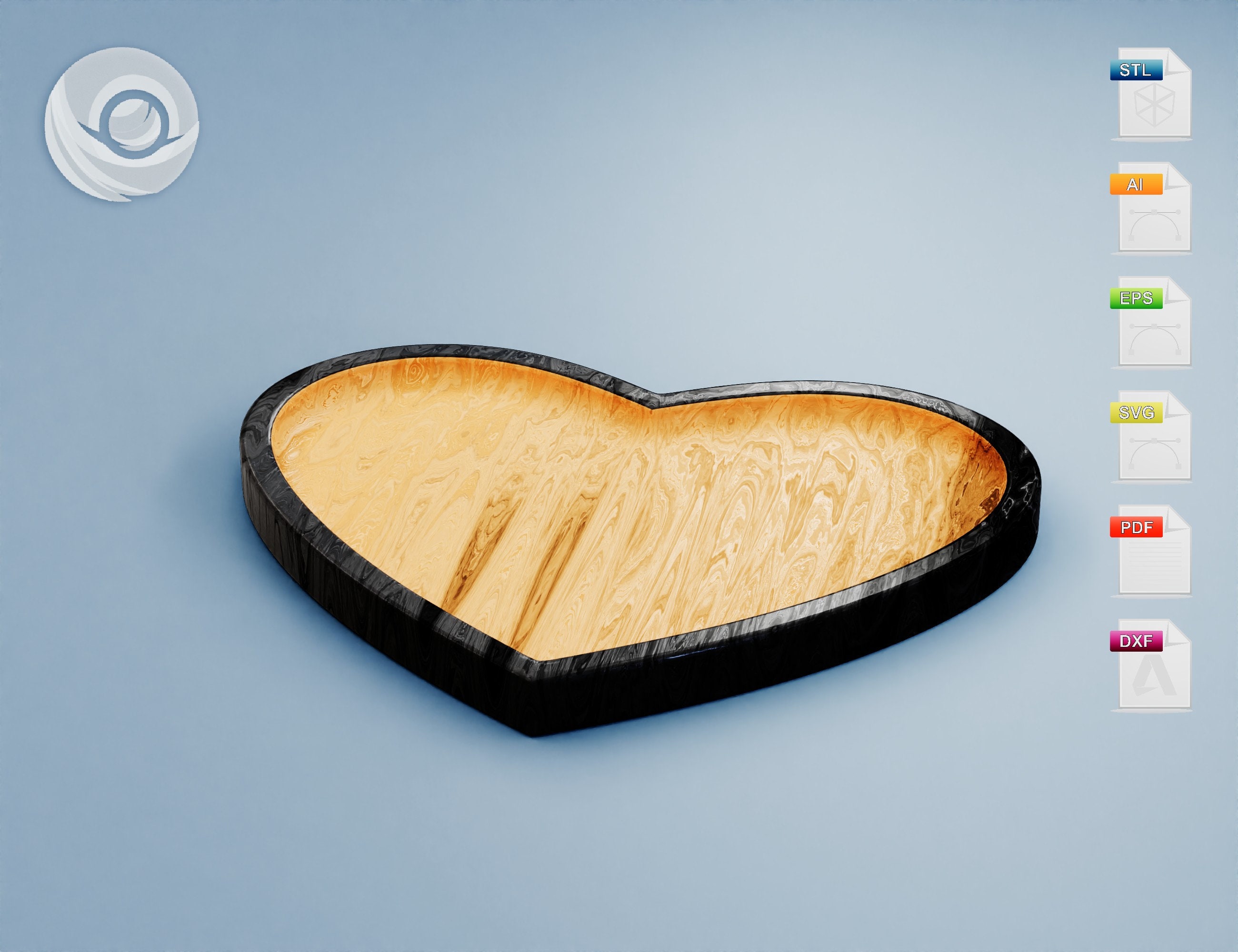 STL, DXF, SVG Files Heart Tray for Cnc Router, Salad Platter, Serving ...