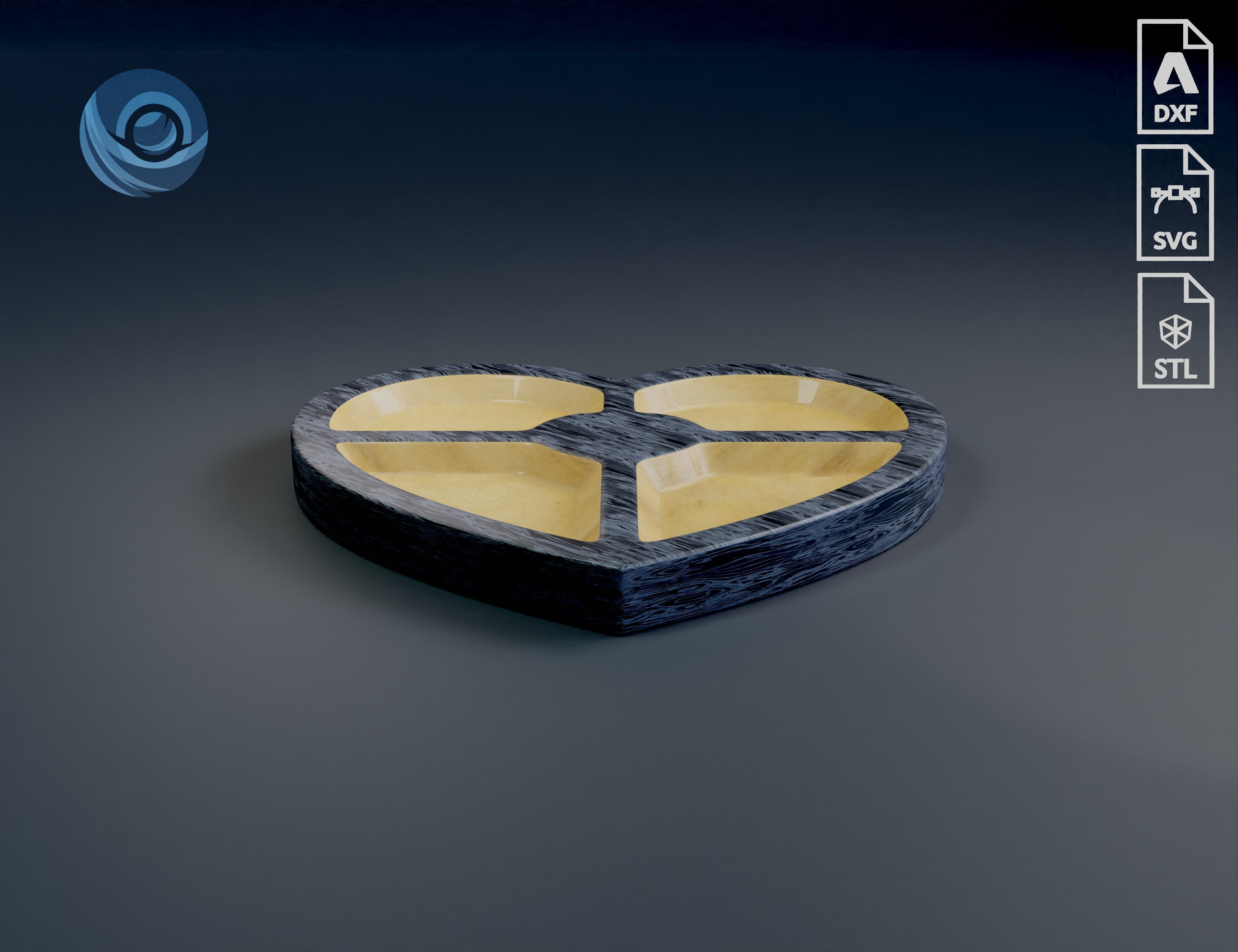 STL DXF SVG Files Heart Tray for Cnc Router Salad Platter - Etsy