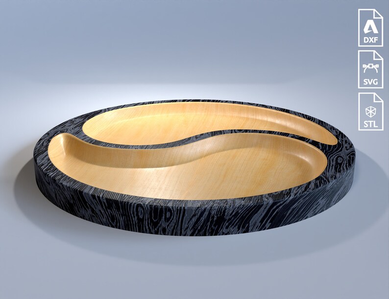 Yin Yang Wooden Bowl for Cnc Router Serving Plate STL DXF | Etsy