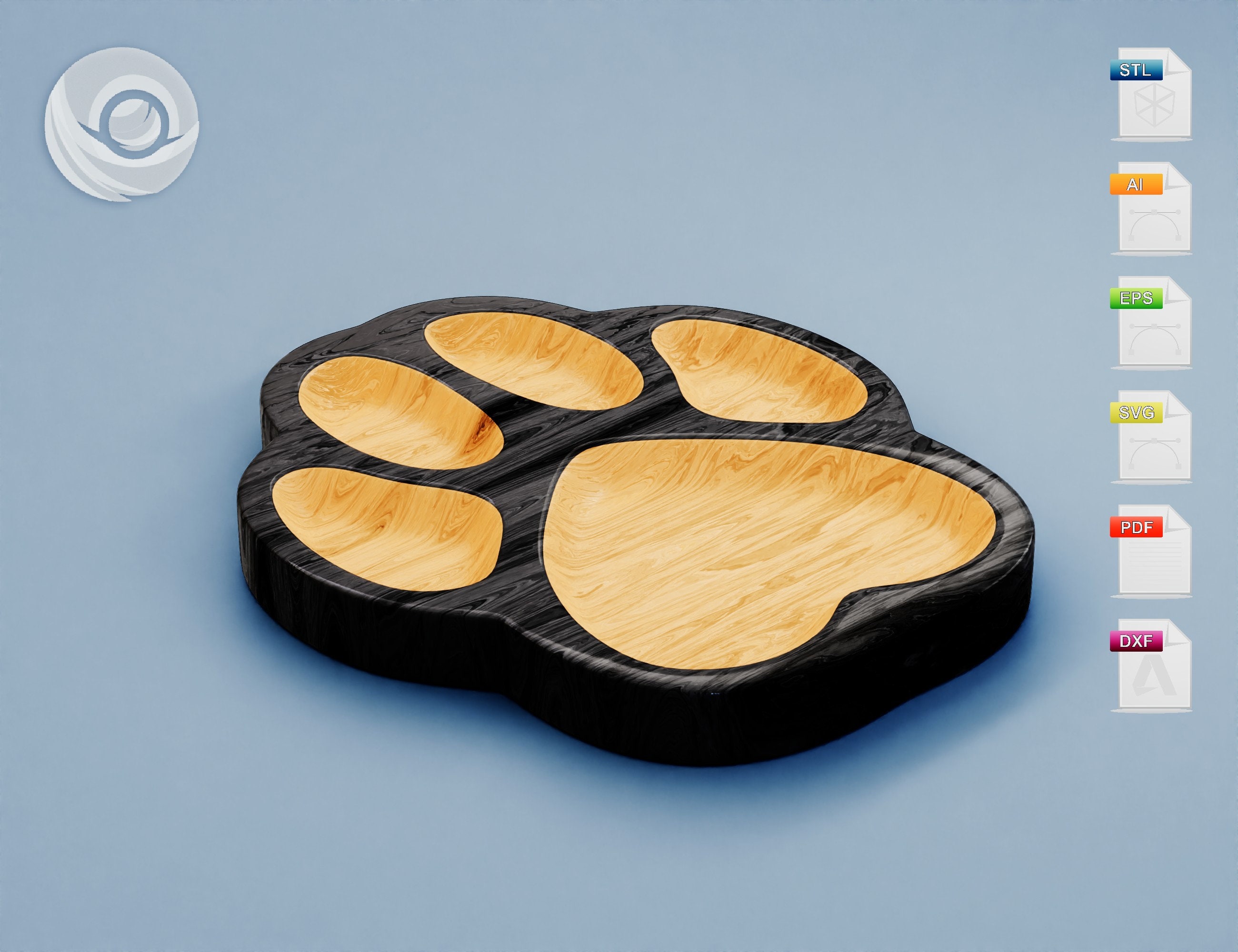 Dog Paw Catch All Tray Cnc Router Files, Wooden Tray, Serving Platter ...