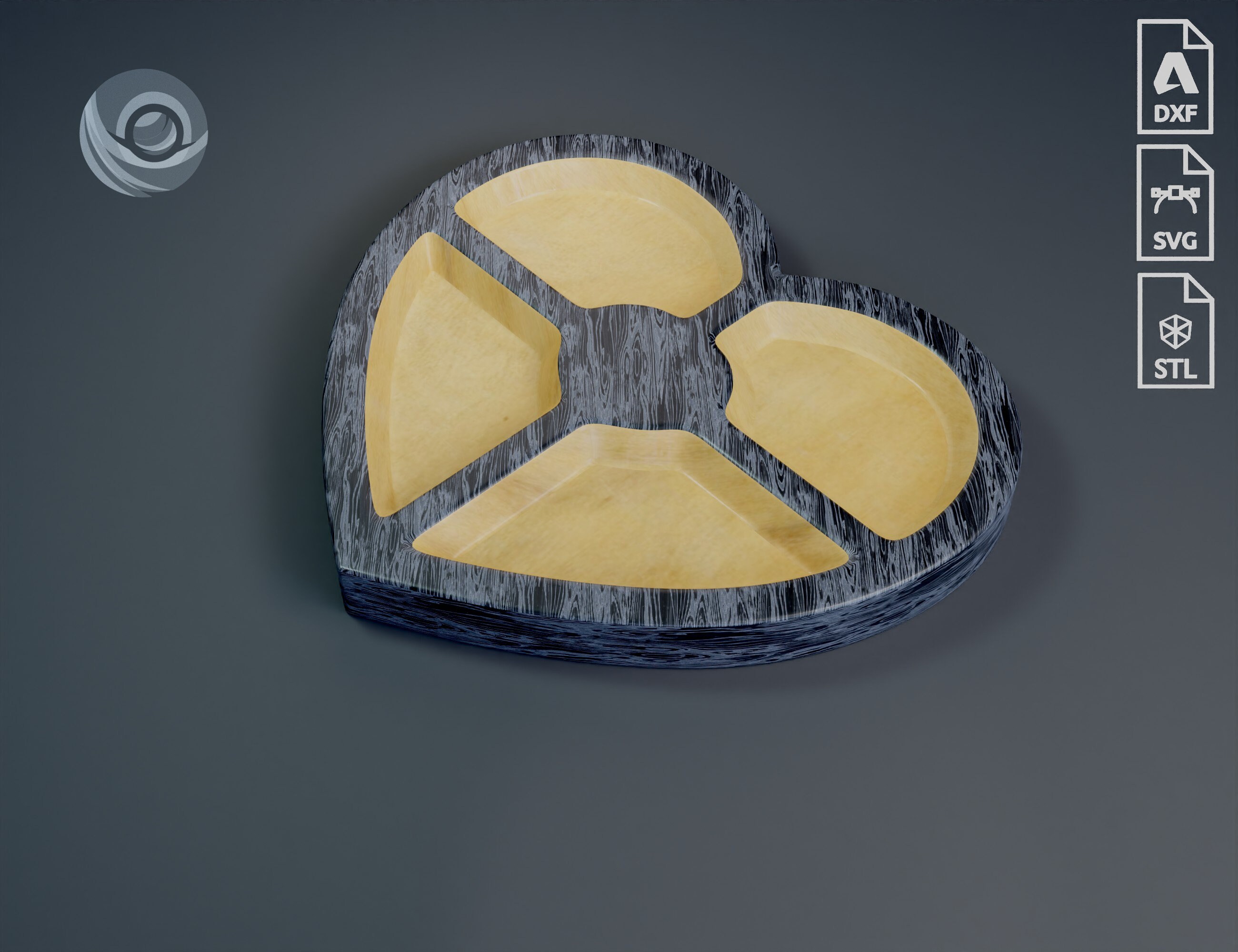 STL DXF SVG Files Heart Tray for Cnc Router Salad Platter - Etsy