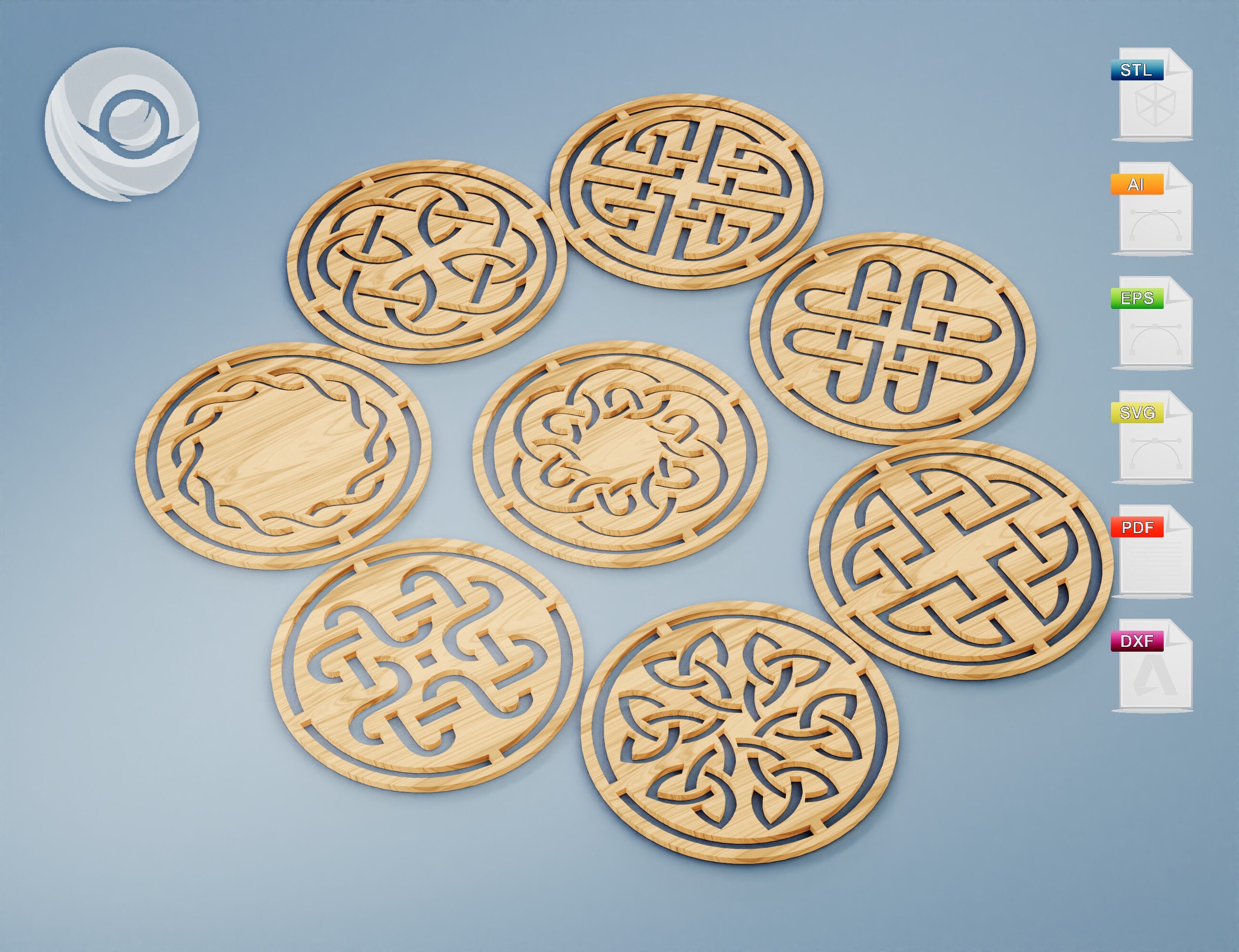 8 Celtic Knot Coaster With Stand Grill Home Decor Templates Laser ...