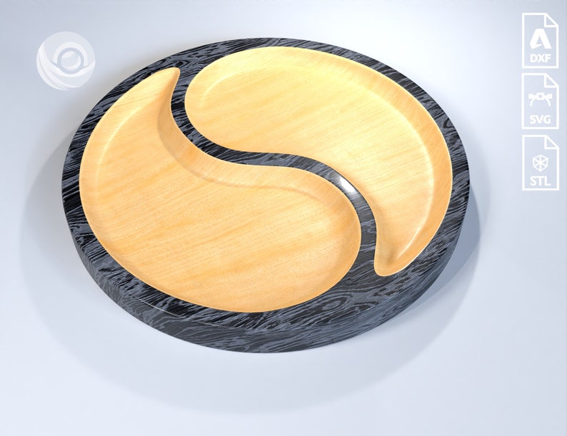 Yin Yang Wooden Bowl for Cnc Router Serving Plate STL DXF - Etsy