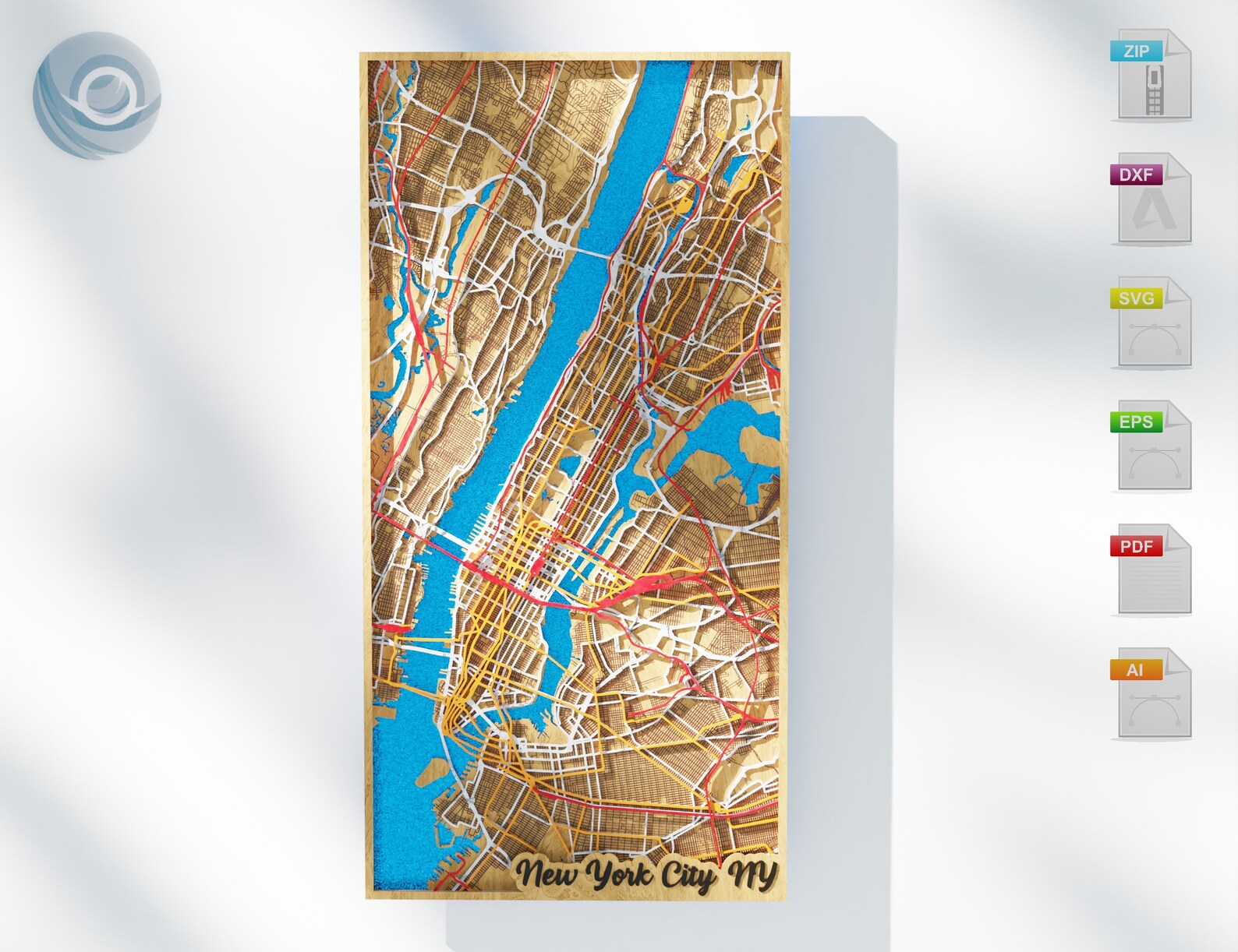 New York City NY Multylayer Map SVG PDF Eps Ai Dxf Files - Etsy