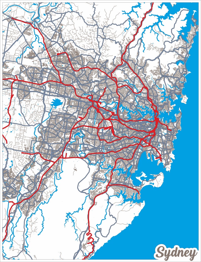 Sydney Multylayer Map SVG, PDF, Eps, Ai Dxf Files for Laser Engraving ...