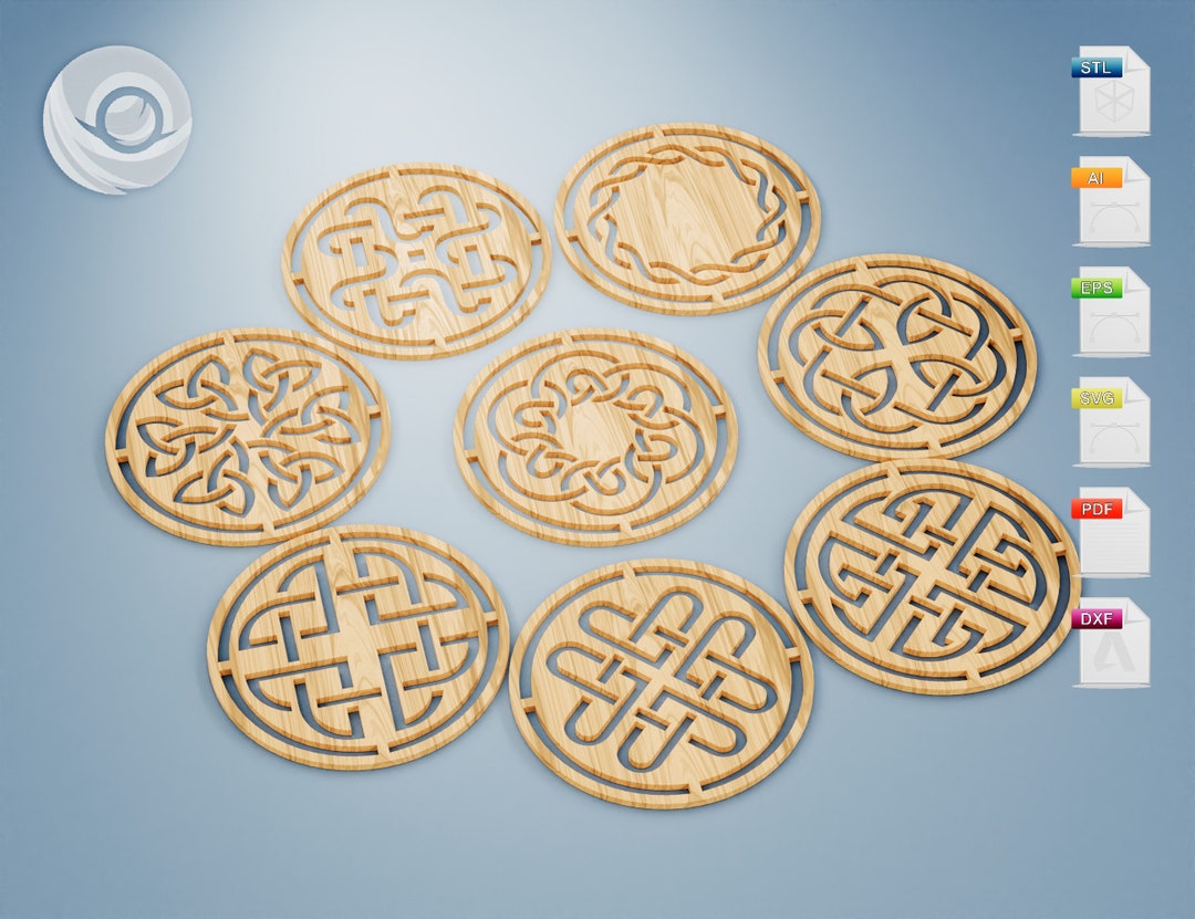 8 Celtic Knot Coaster With Stand Grill Home Decor Templates Laser ...