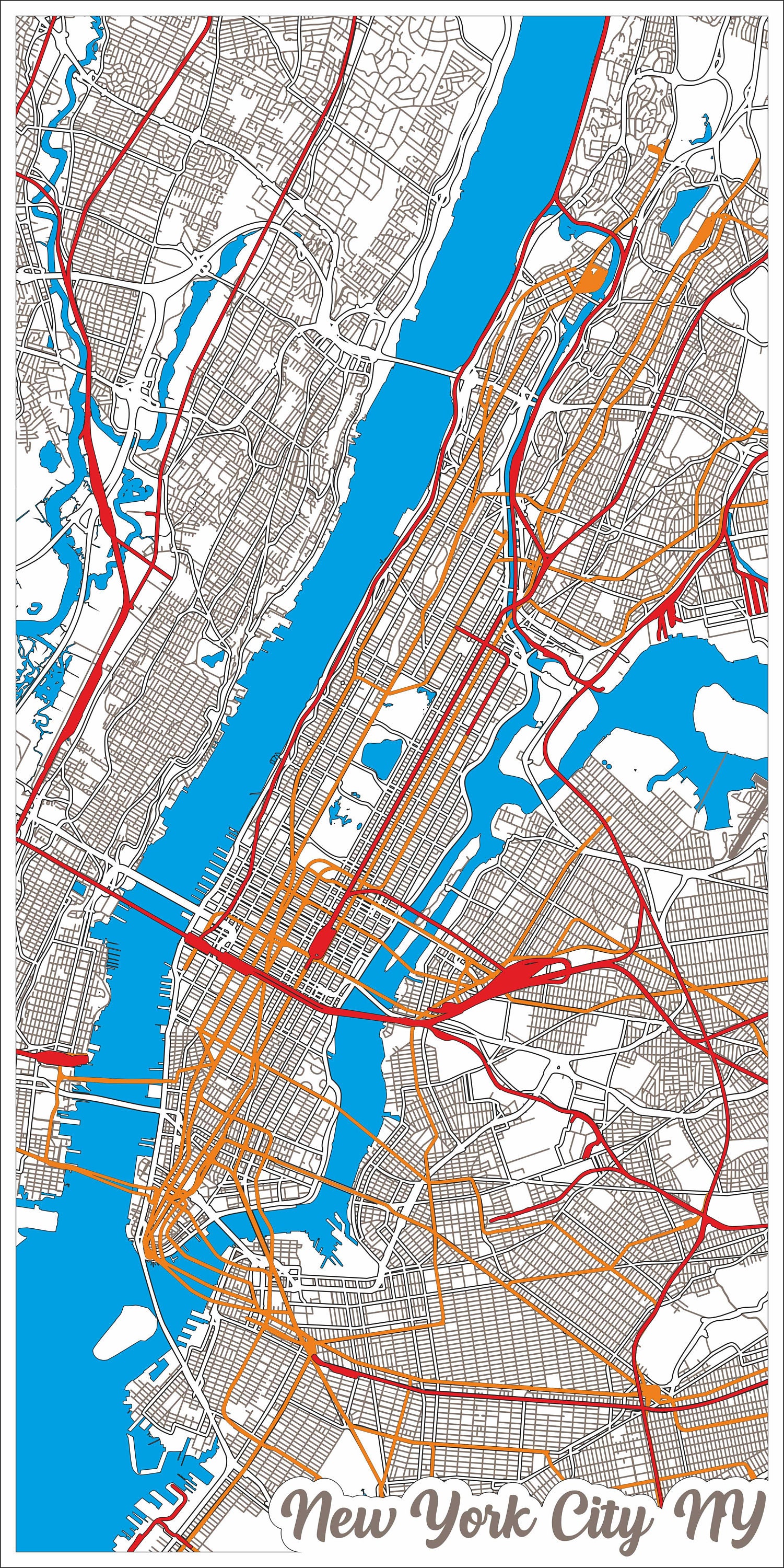 New York City NY Multylayer Map SVG, PDF, Eps, Ai Dxf Files for Laser ...