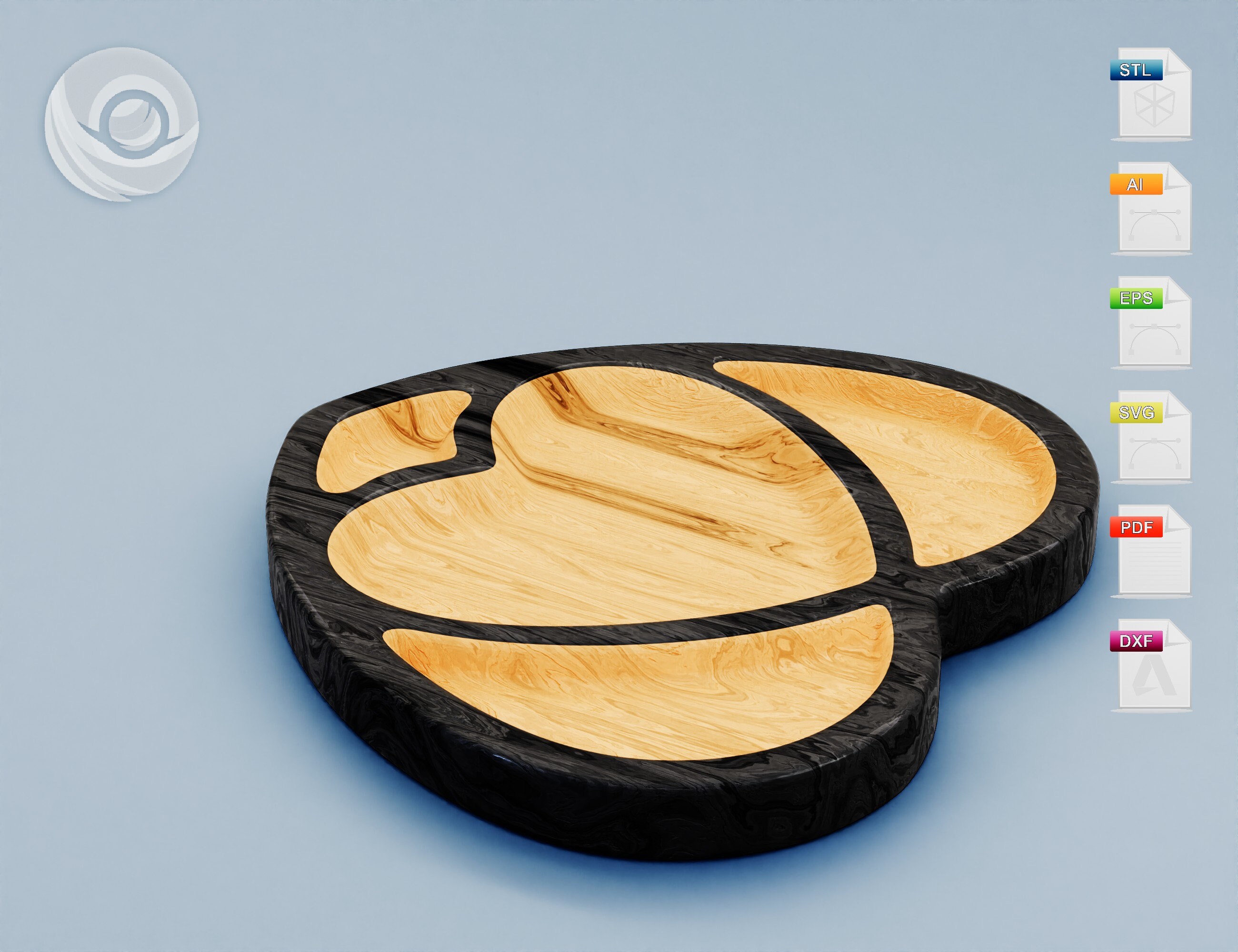 STL, DXF, SVG Files Heart Tray for Cnc Router, Salad Platter, Serving ...