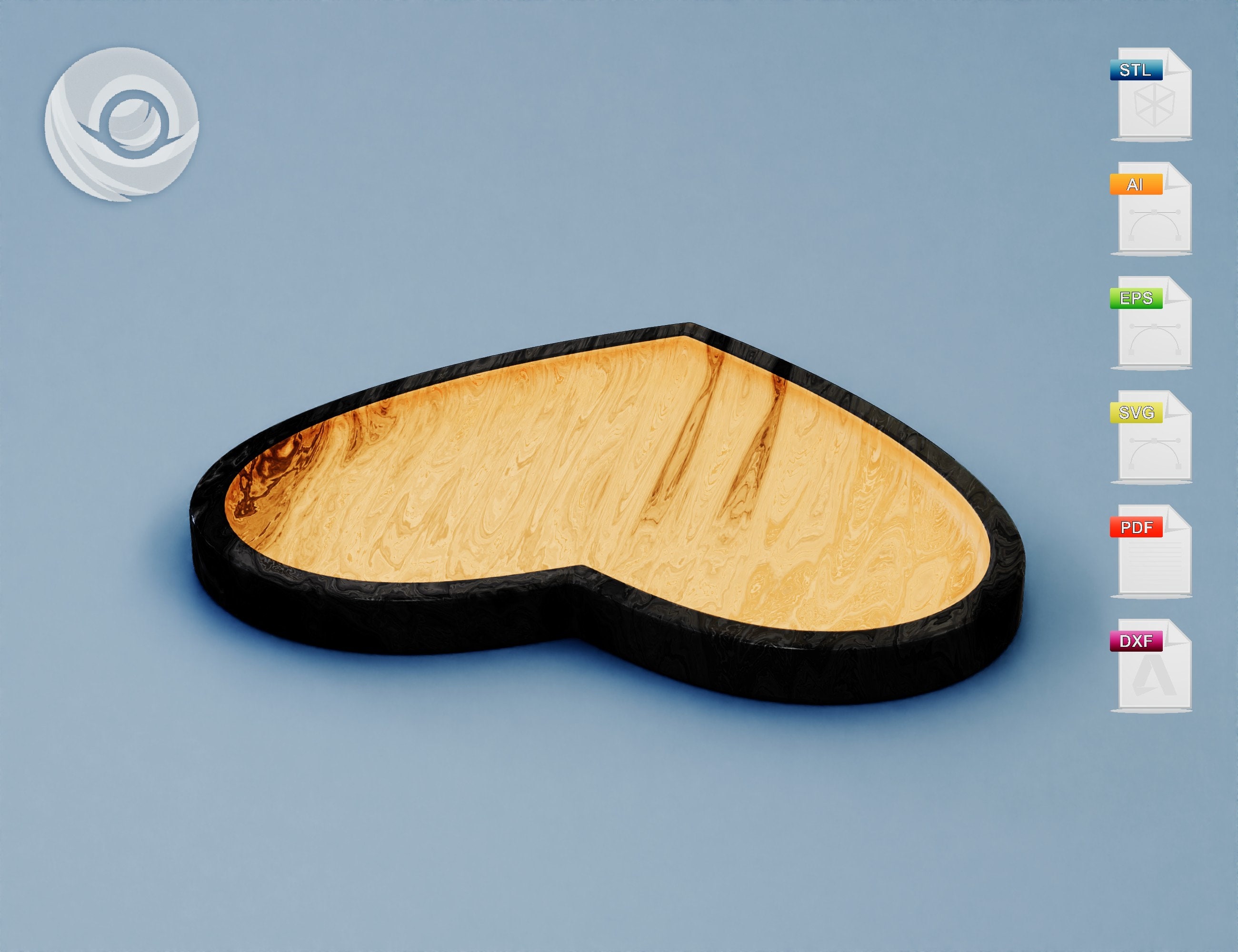 STL, DXF, SVG Files Heart Tray for Cnc Router, Salad Platter, Serving ...