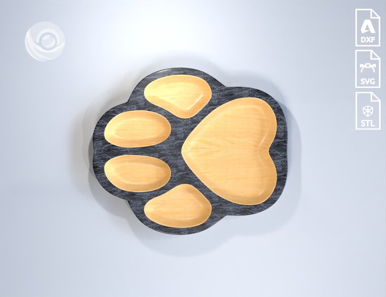 Dog Paw Catch All Tray Cnc Router Files Wooden Tray Serving - Etsy