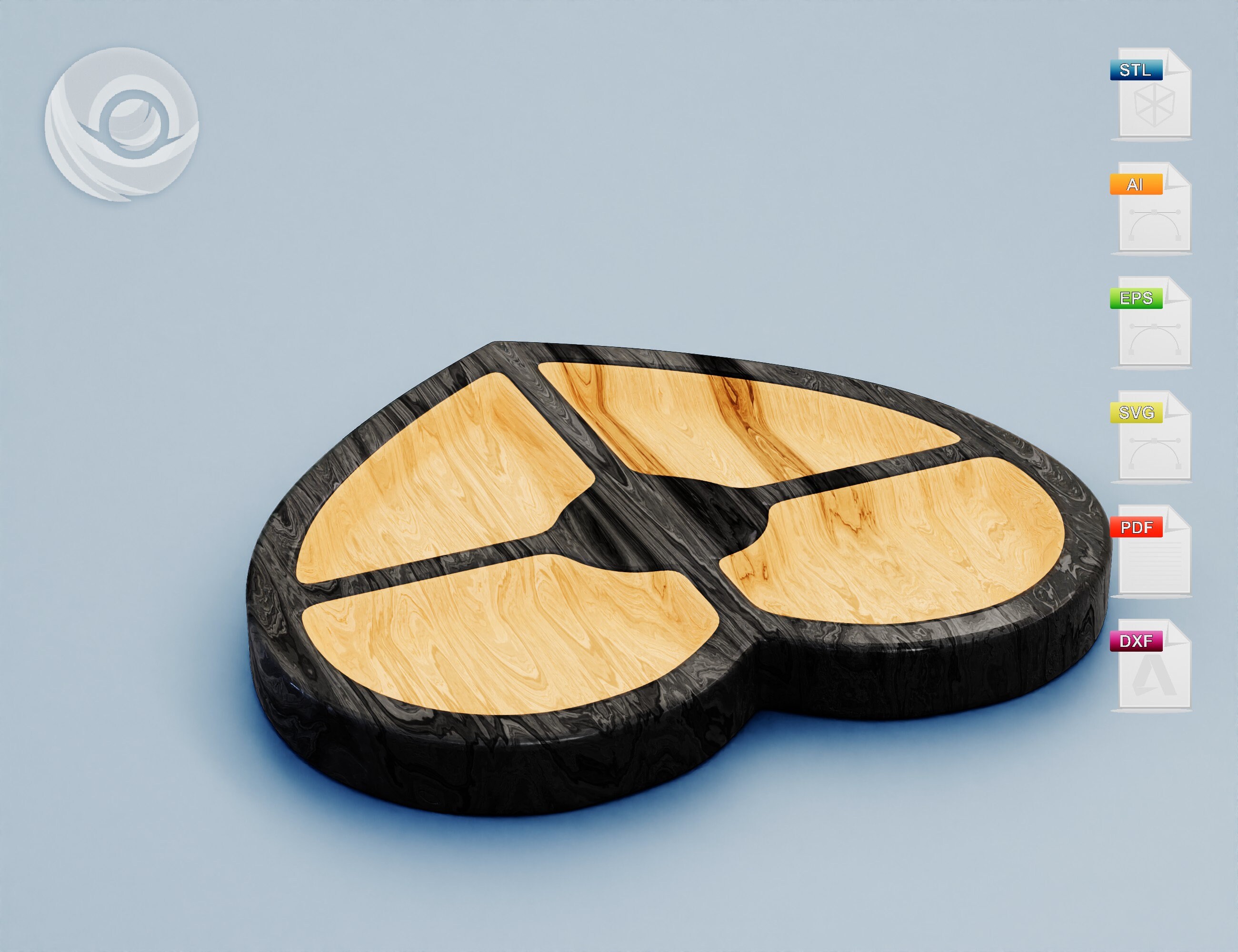 STL, DXF, SVG Files Heart Tray for Cnc Router, Salad Platter, Serving ...