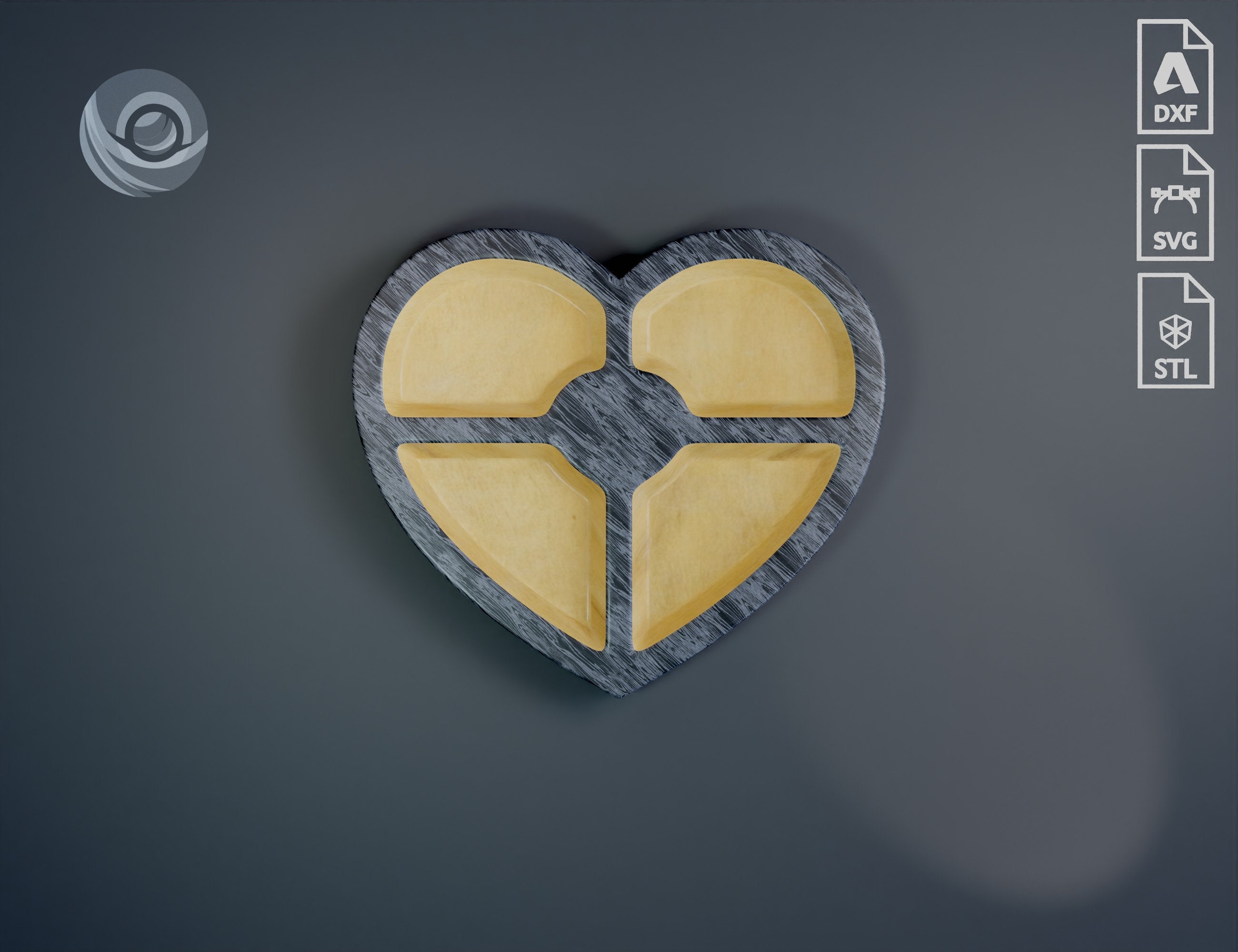 STL DXF SVG Files Heart Tray for Cnc Router Salad Platter - Etsy