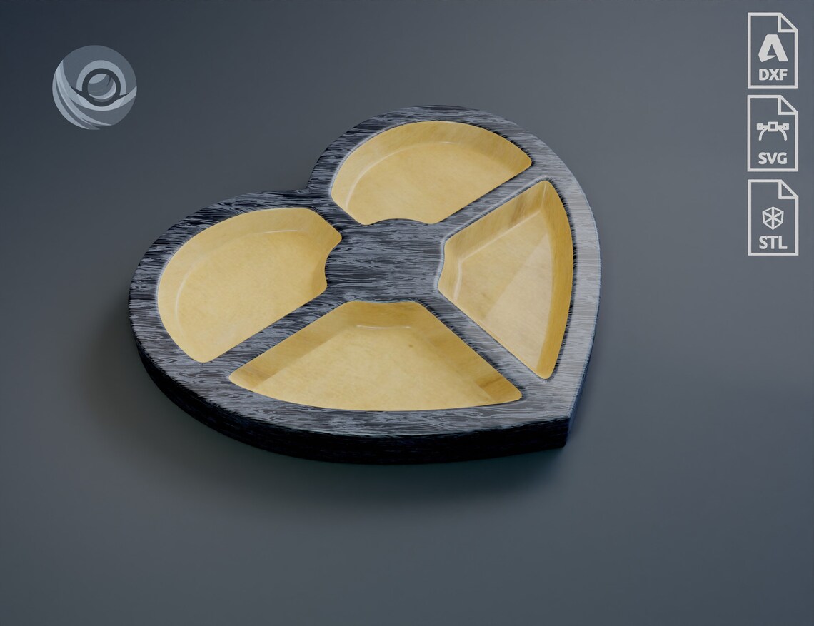 STL DXF SVG Files Heart Tray for Cnc Router Salad Platter - Etsy