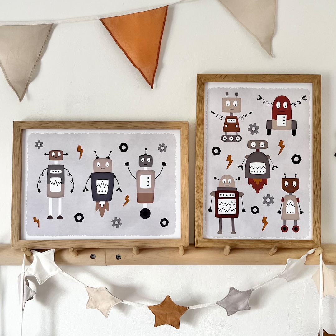 ROBOTS Prints/illustration A4 - Etsy