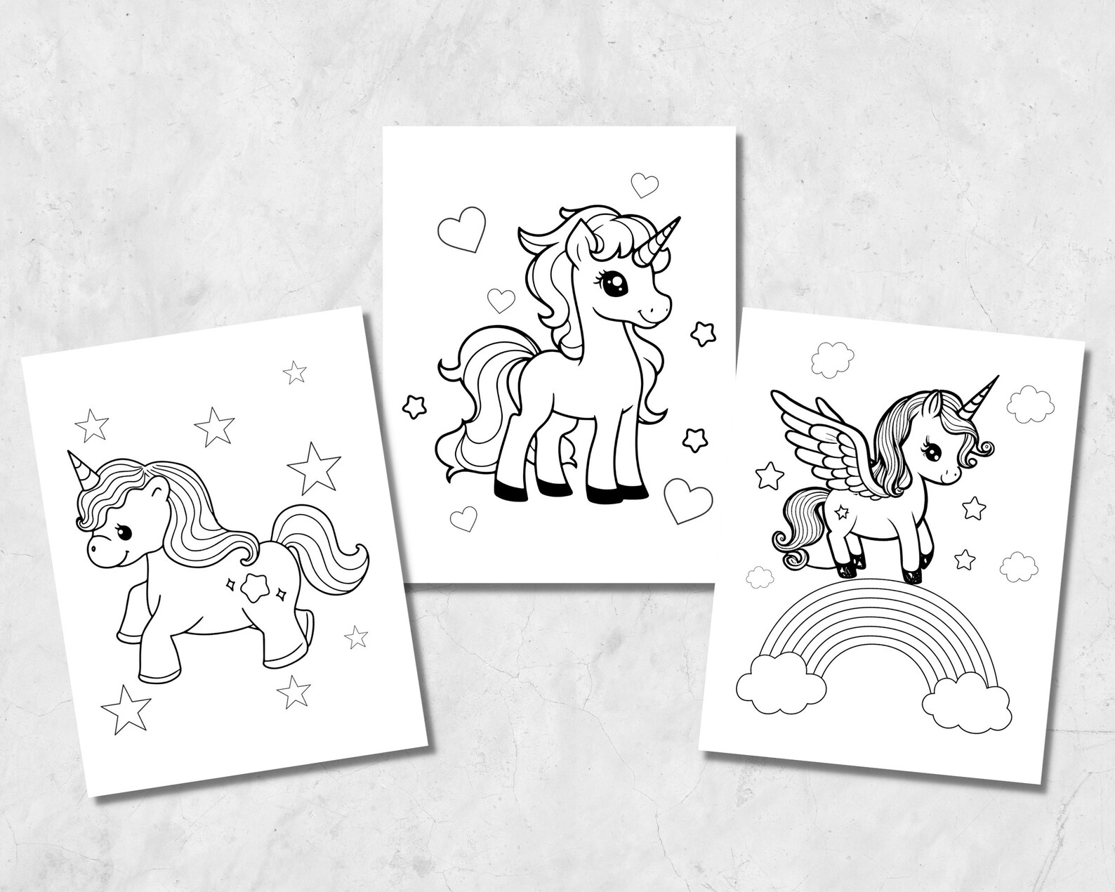 Unicorn Coloring Pages for Kids, Preschoolers, Toddlers, 5 Printable ...