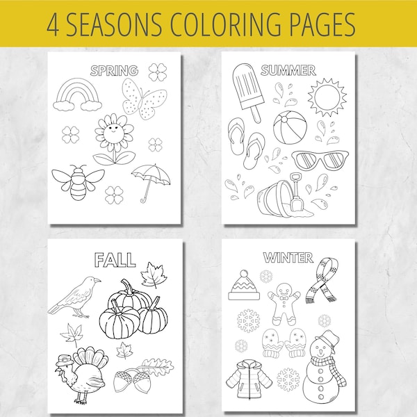 4 Seasons Coloring Pages - Etsy