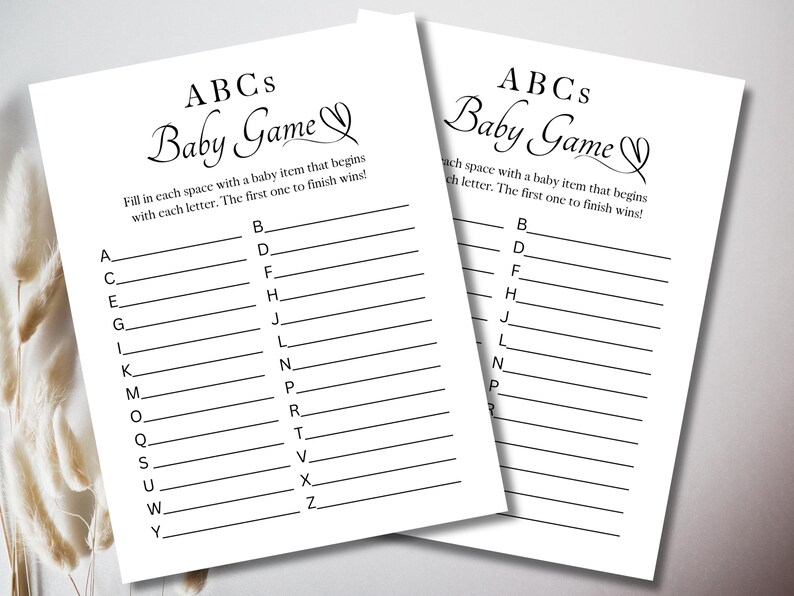 ABC Baby Shower Game Baby Shower Alphabet Game Printable Instant ...