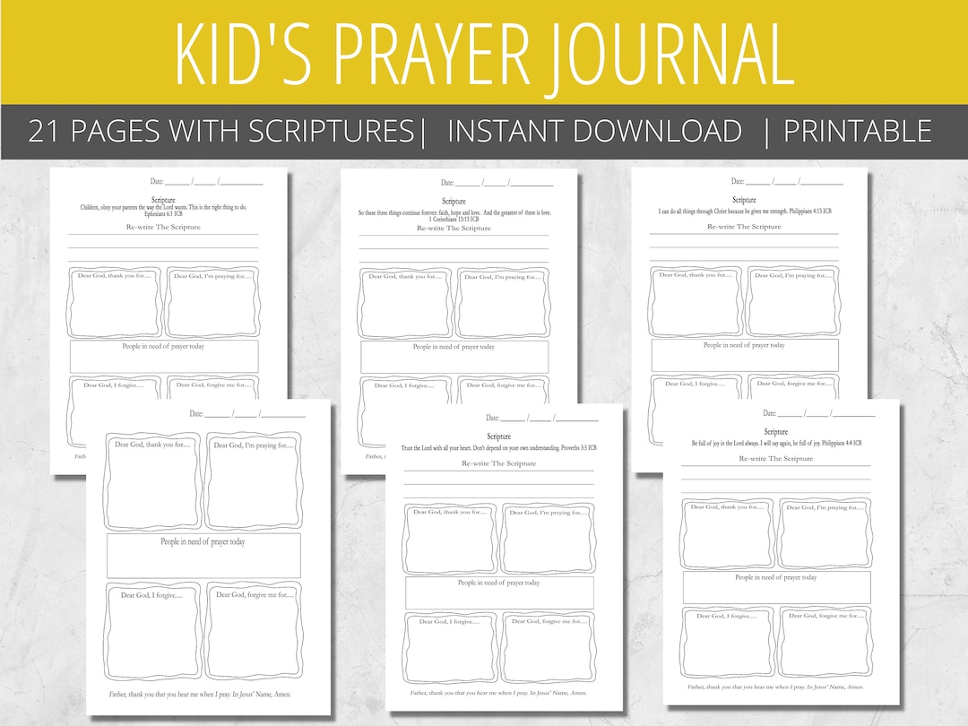 Prayer Journal for Kids. Daily Prayer for Kids, Prayer Worksheet, Bible ...