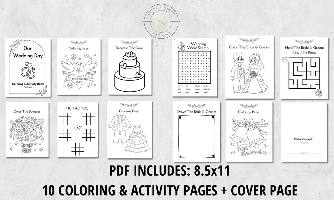 Wedding Activity Coloring Book for Kids, Coloring & Activity Book for ...