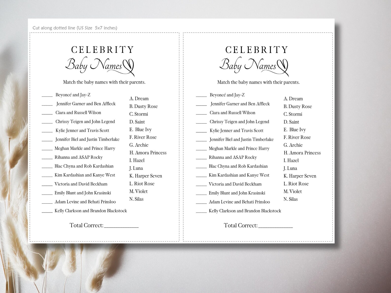 Celebrity Baby Names Game: Minimalist Baby Shower (instant Download) - Etsy