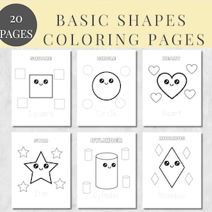 Basic Shapes Coloring Pages for Kids, Preschoolers, Toddlers, 20 ...