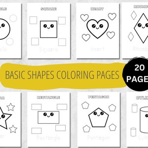 Basic Shapes Coloring Pages for Kids, Preschoolers, Toddlers, 20 ...