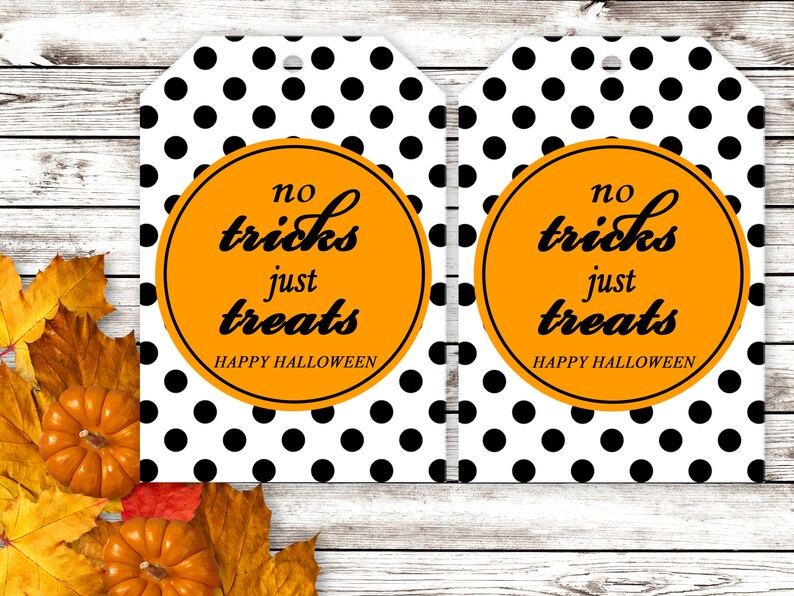 No Trick Just Treats Printable Tags, Trick or Treat Tags, Halloween ...