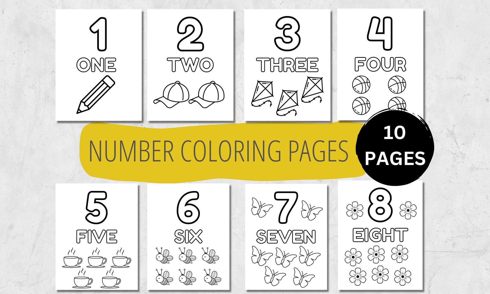 Number Coloring Pages (1-10) Printable Preschool, Kindergarten ...