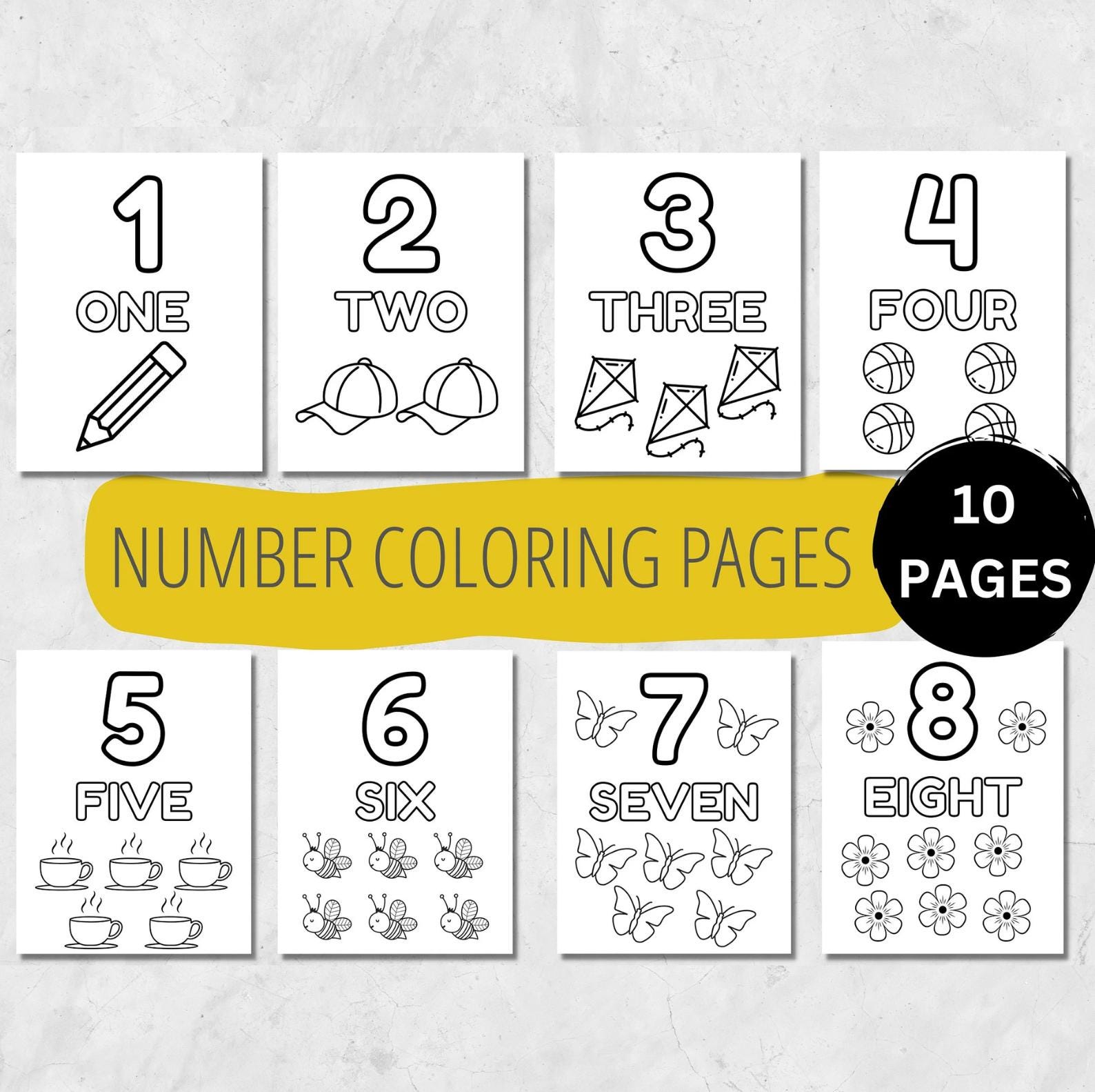 Number Coloring Pages (1-10) Printable Preschool, Kindergarten ...