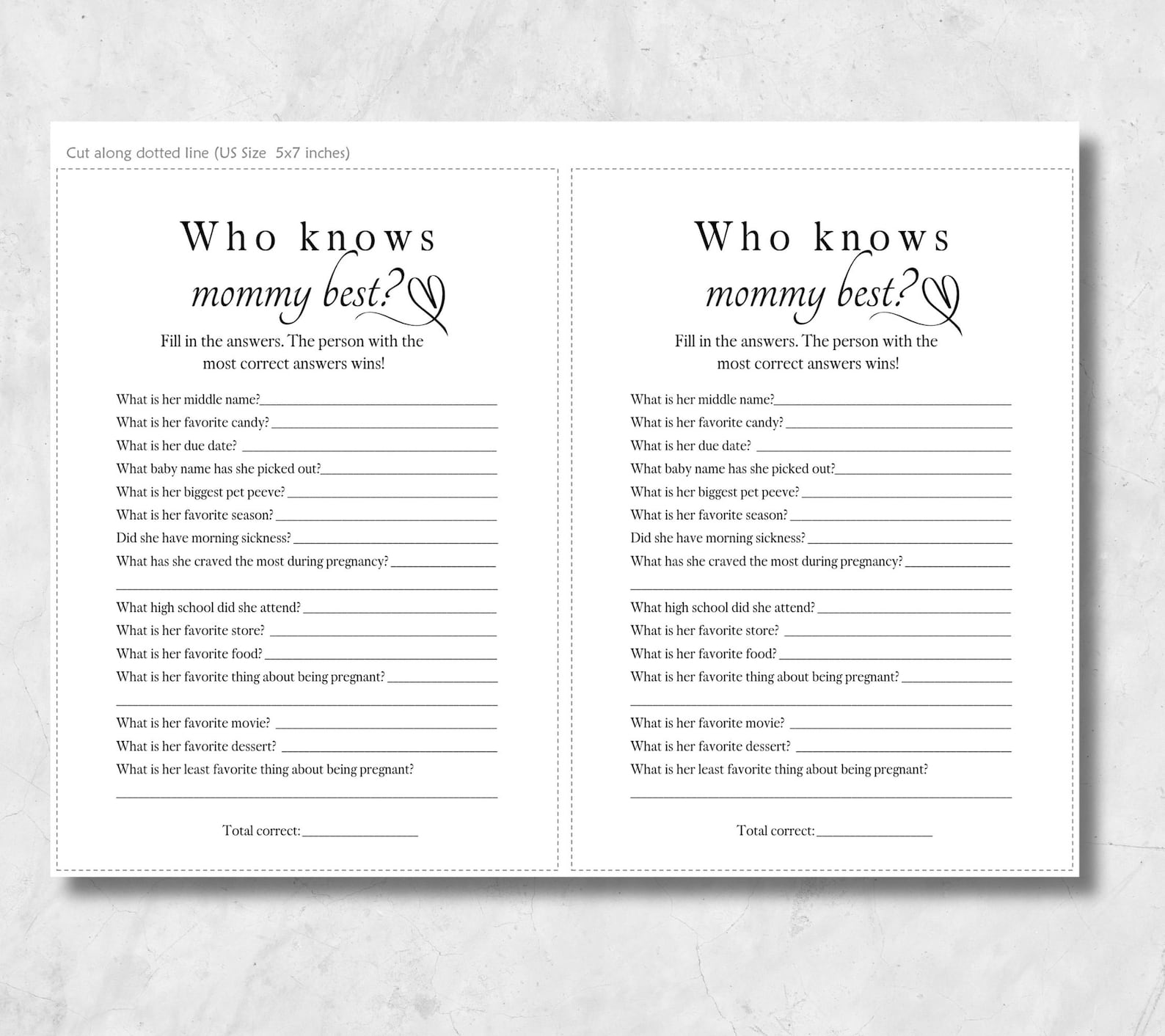 Who Knows Mommy Best Baby Shower Game | Printable & Instant Download ...