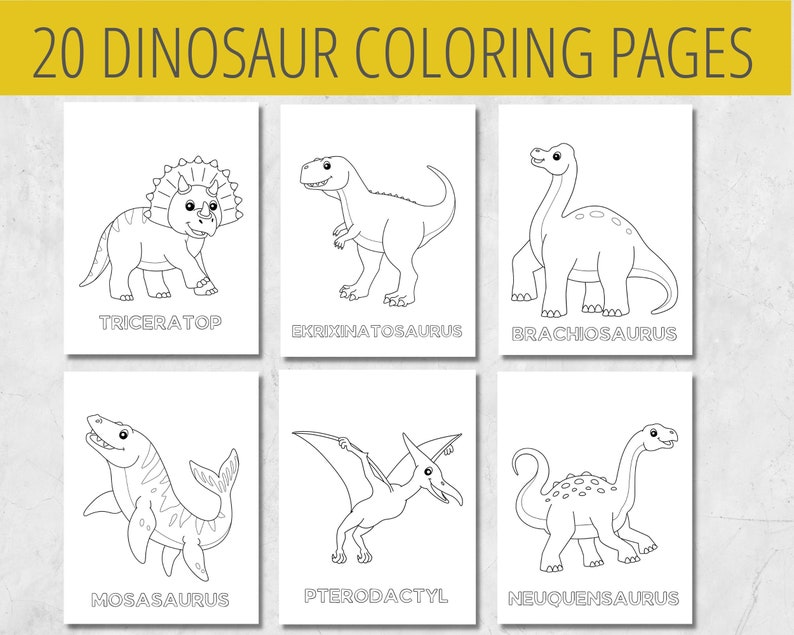 Dinosaur Coloring Pages for Kids, Preschoolers, Toddlers, 20 Printable ...