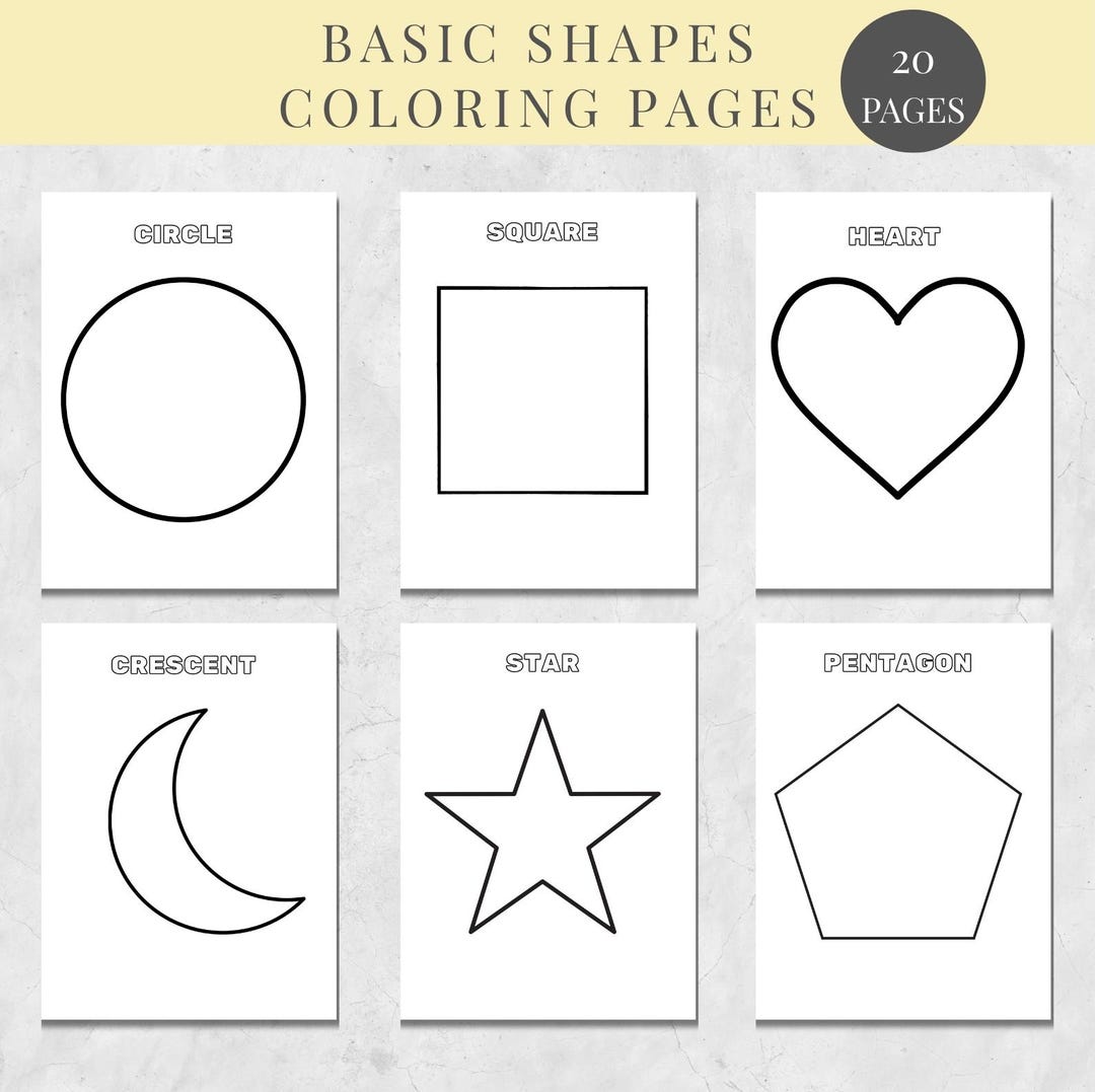 Basic Shapes Coloring Pages: 20 Printable Pages (PDF Pattern) - Etsy