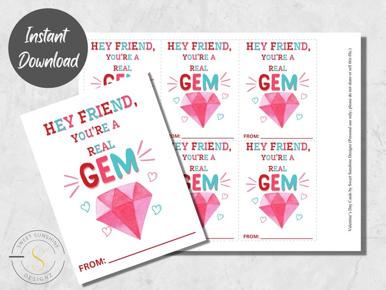 PRINTABLE Valentine Card, Ring Pop Valentine Card, Valentine Tag ...